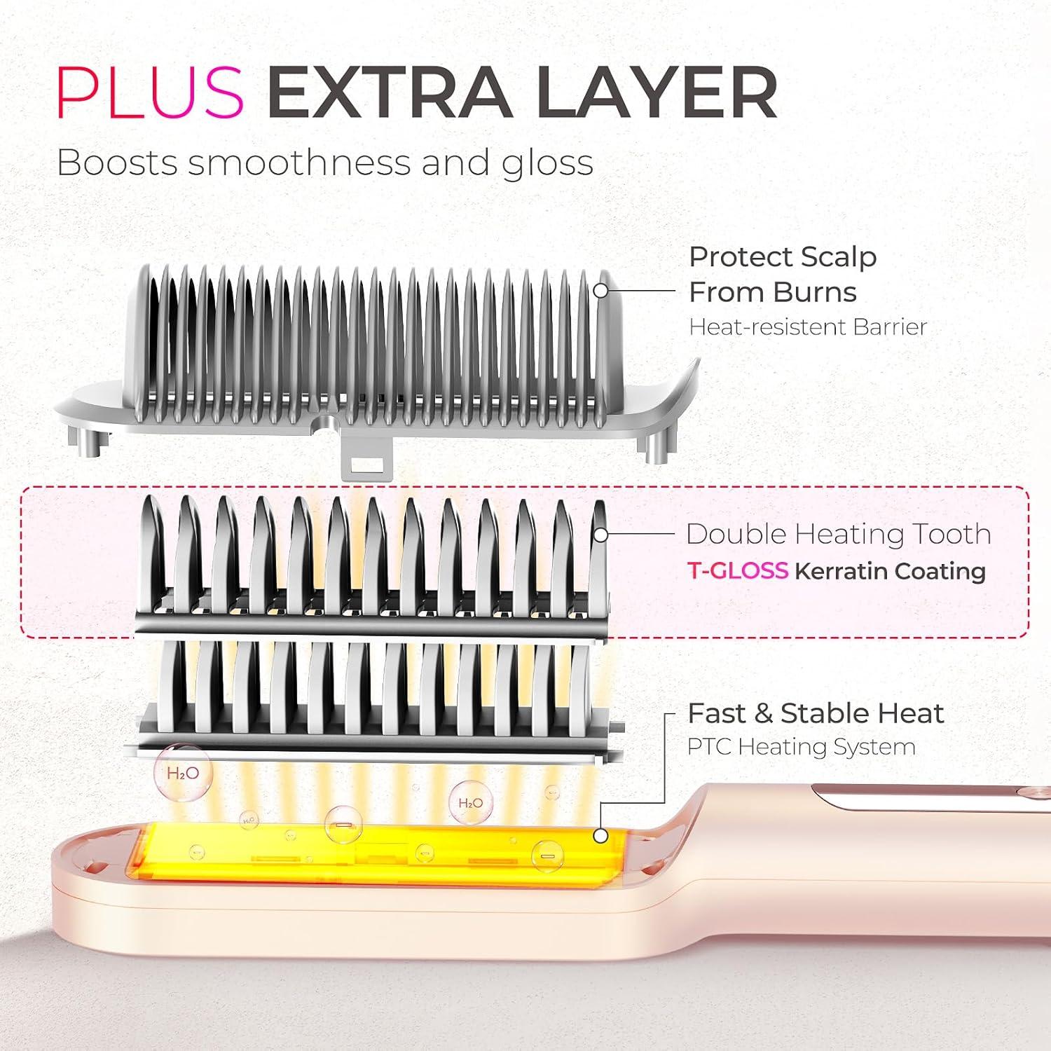 TYMO Ring Plus Ionic Hair Straightener Brush – Straightening Comb with ...
